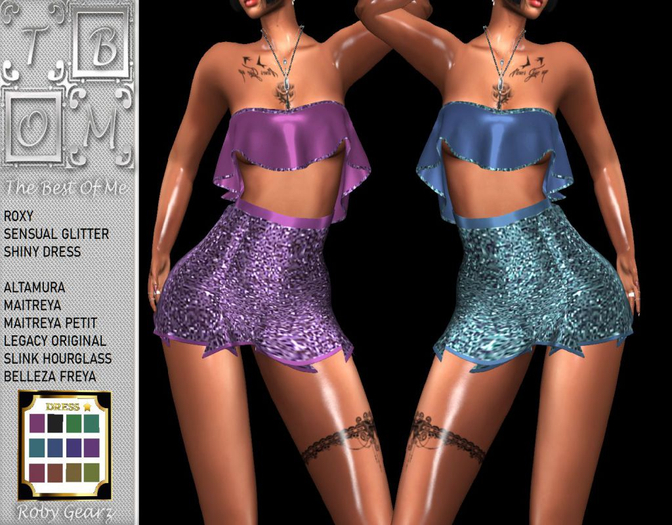 Second Life Marketplace - ::T.B.O.M::Roxy Sensual Glitter ShinyMini Dress